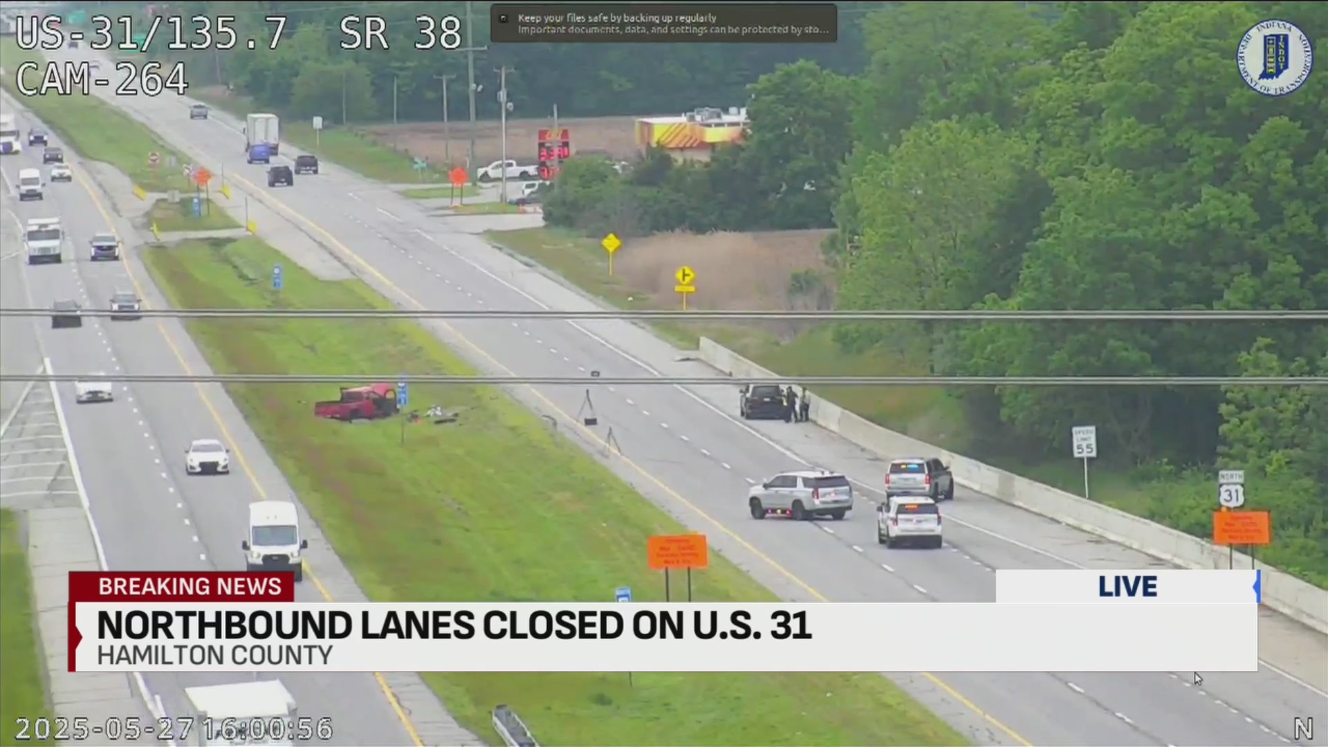 Northbound U.S. 31 closed because of reported crash with serious injuries