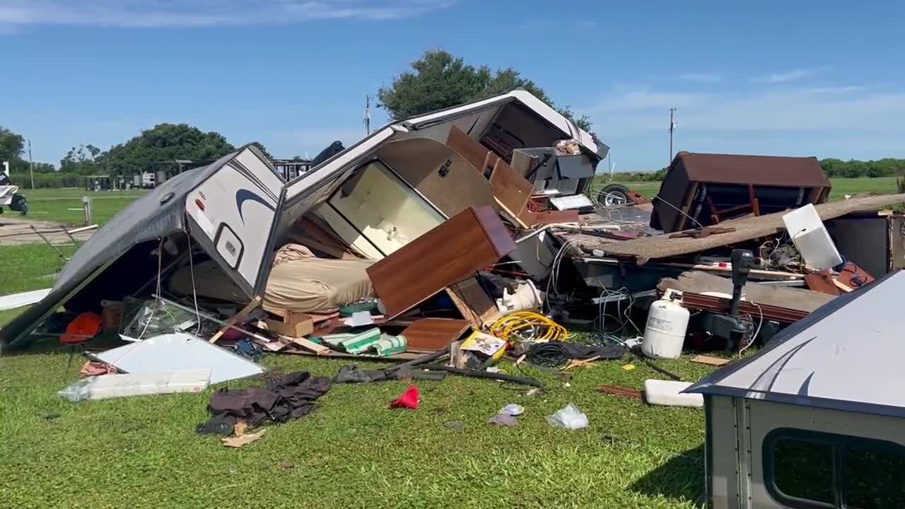 Overnight gustnado damages campers in Cameron Parish