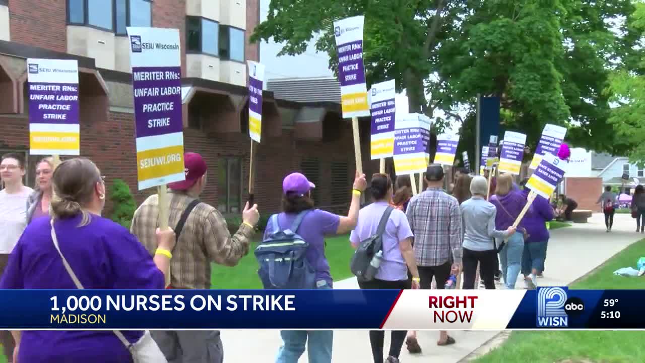 Nurses on strike at Madison's Meriter Hospital