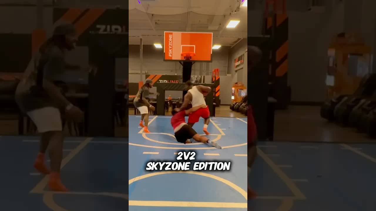 (355) skyzone 2v2 basketball match: last to 10 wins!