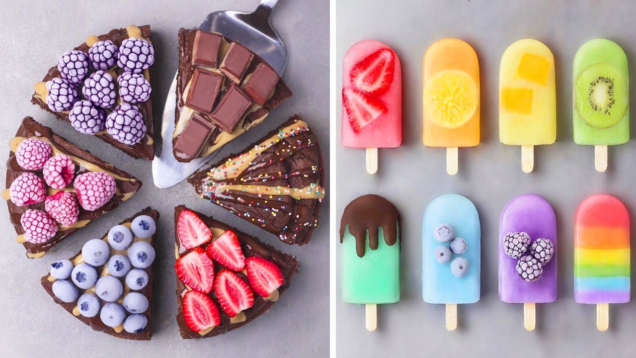 How to Make Brownie Pizza Slices & Colorful Popsicle Cakes 🍫🍭 ...