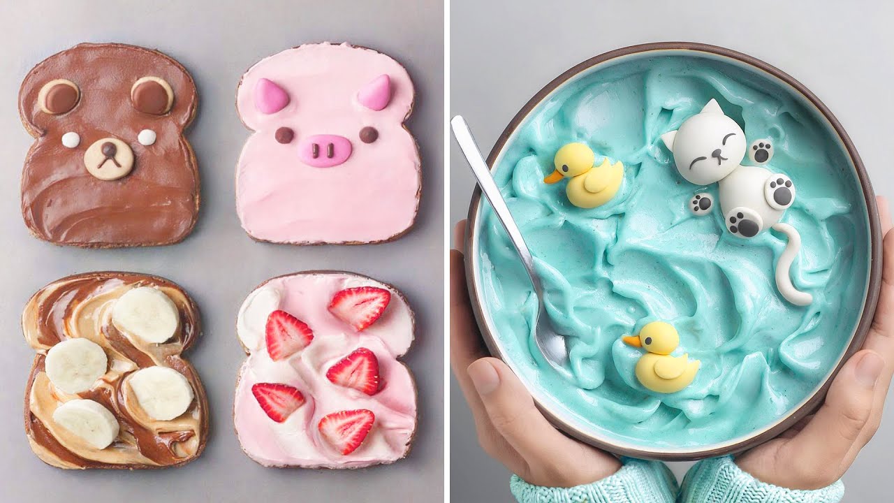 Hoe Maak Je Dieren Toast & Kat in Bad Smoothie Bowl 🐻🐱 | Satisfying ...