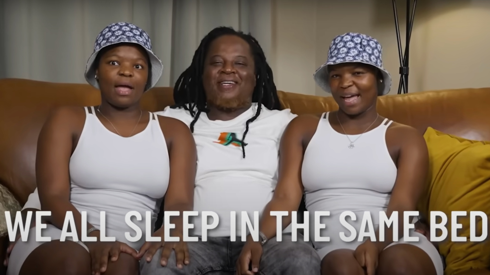 They are twins, live together, and share the same man