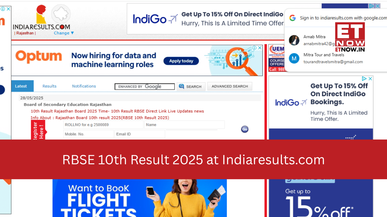 RBSE 10th Result 2025 at Indiaresults.com: Check with Login Details ...