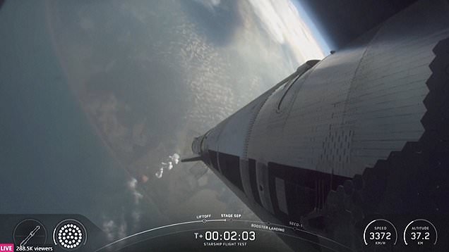 SpaceX Starship booster plunges into the sea during failed launch event