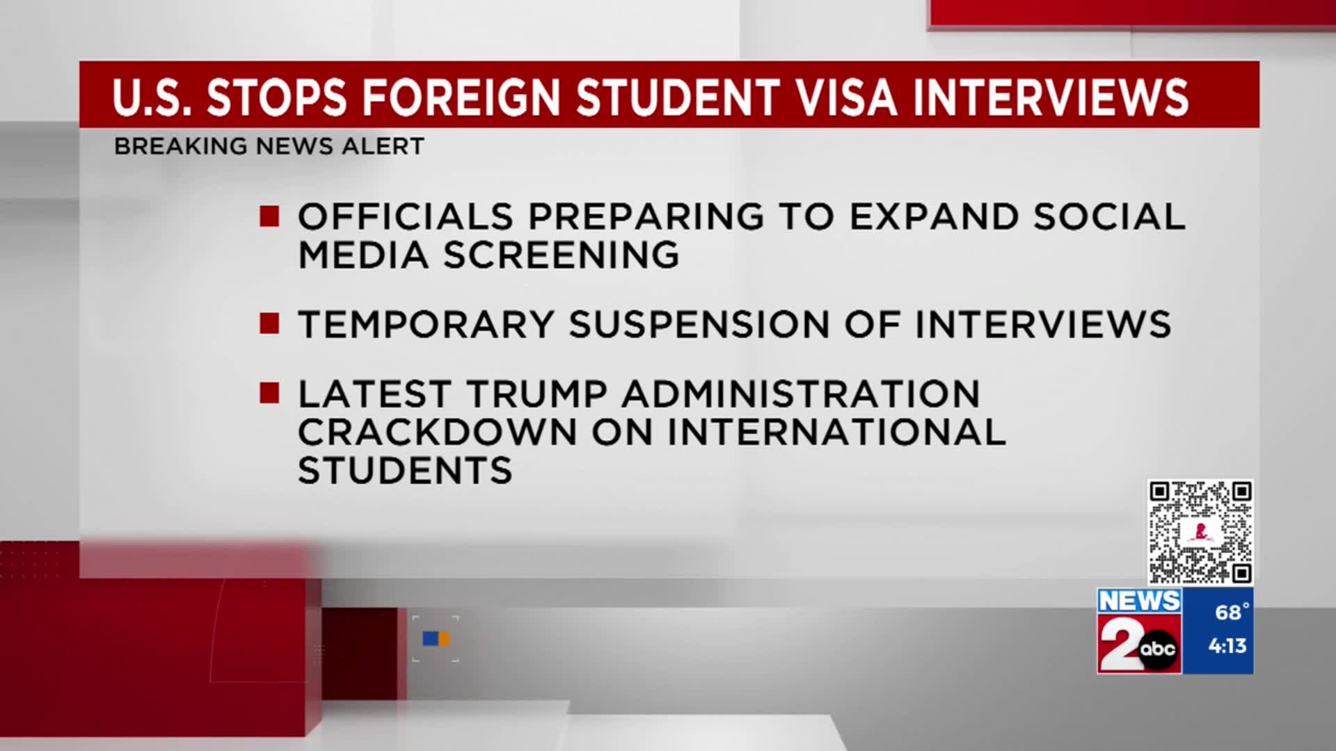 U.S. stops foreign student visa interviews