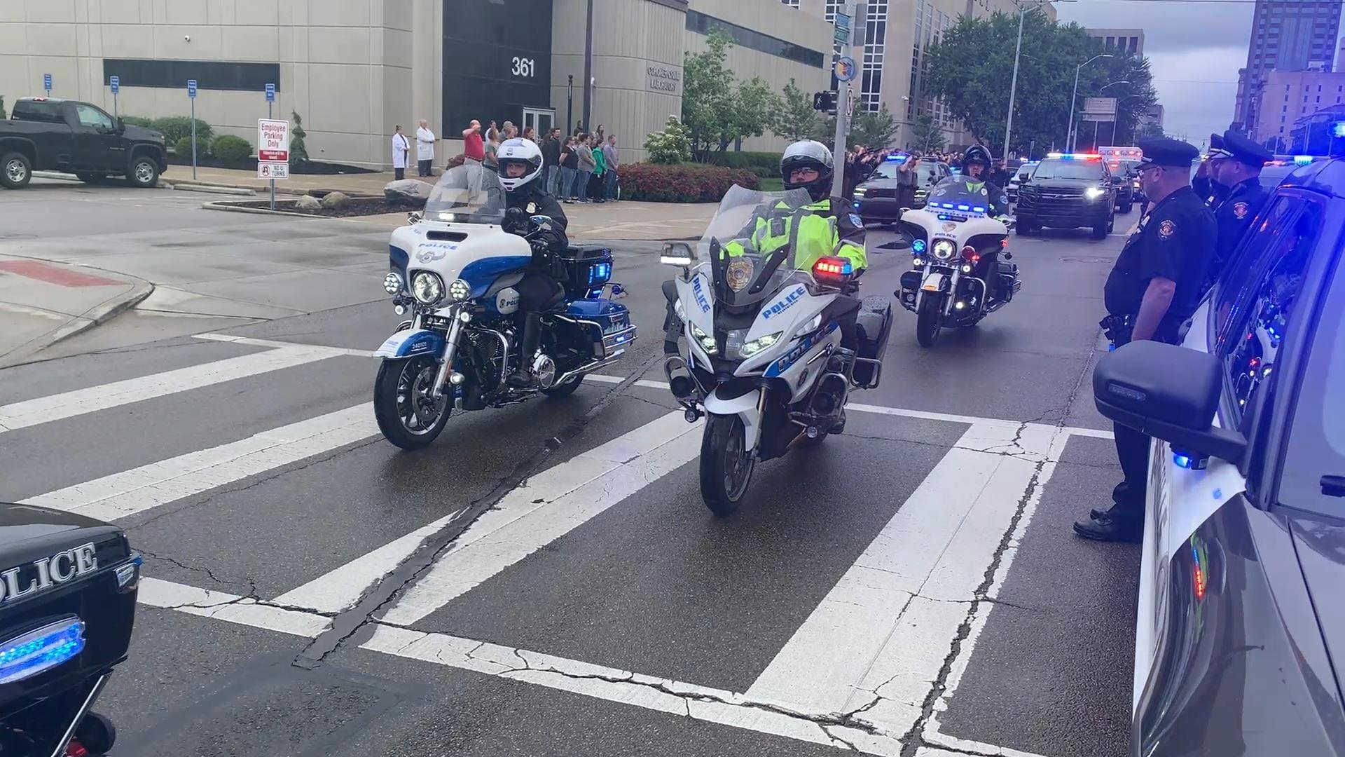 Procession for fallen Morrow County deputy Daniel Sherrer begins in Dayton