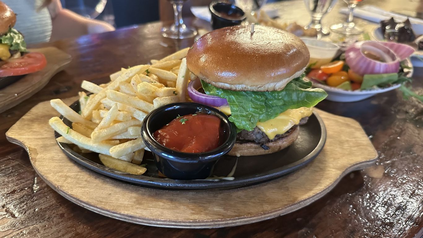 JusTini's in New Orleans has a great happy hour burger special