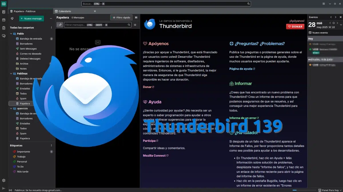 Thunderbird 139 llega con acciones «Marcar como leido» y «Eliminar» y con mejoras de seguridad