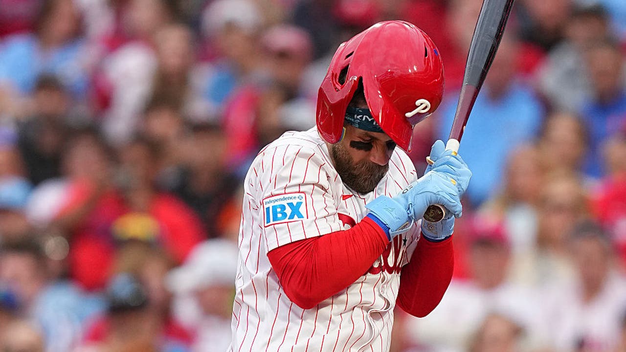 Bryce Harper injury: Phillies star exits game after getting hit by ...