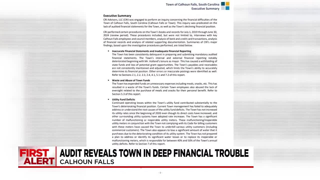 Audit reveals deep financial trouble in Calhoun Falls