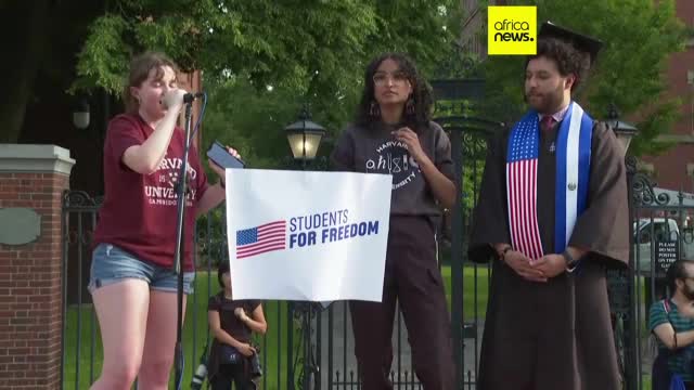 Harvard students rally in support of international classmates