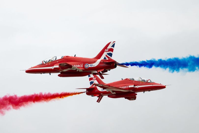 Red Arrows flying at the English Riviera Airshow on Saturday and Sunday