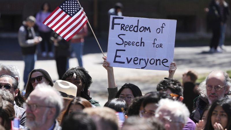 Harvard students rally in support of international classmates