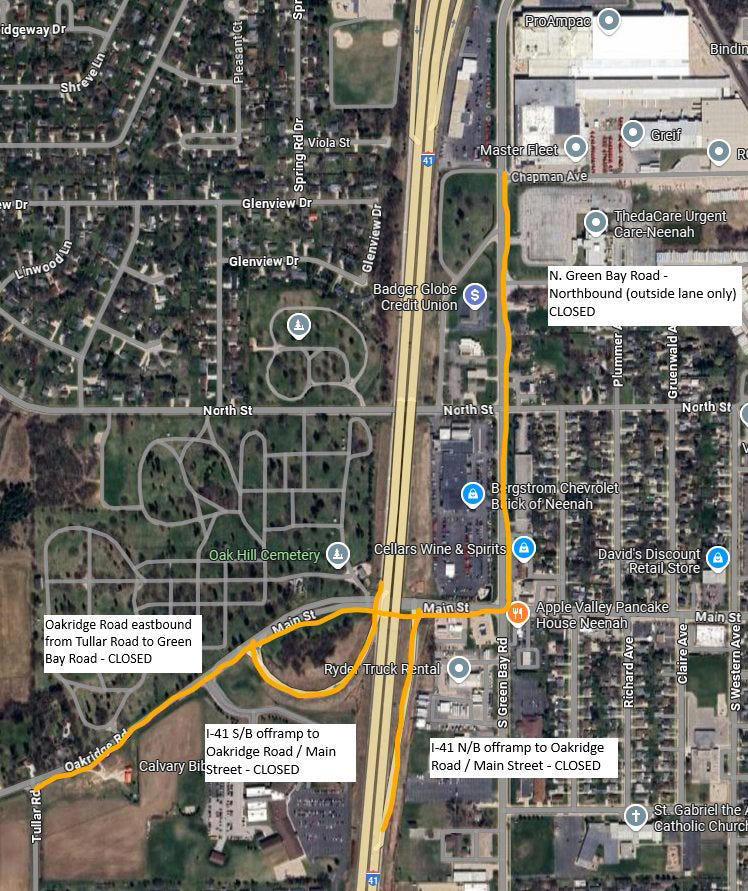 Fuel spill on Interstate 41 causes road, ramp closures in Neenah