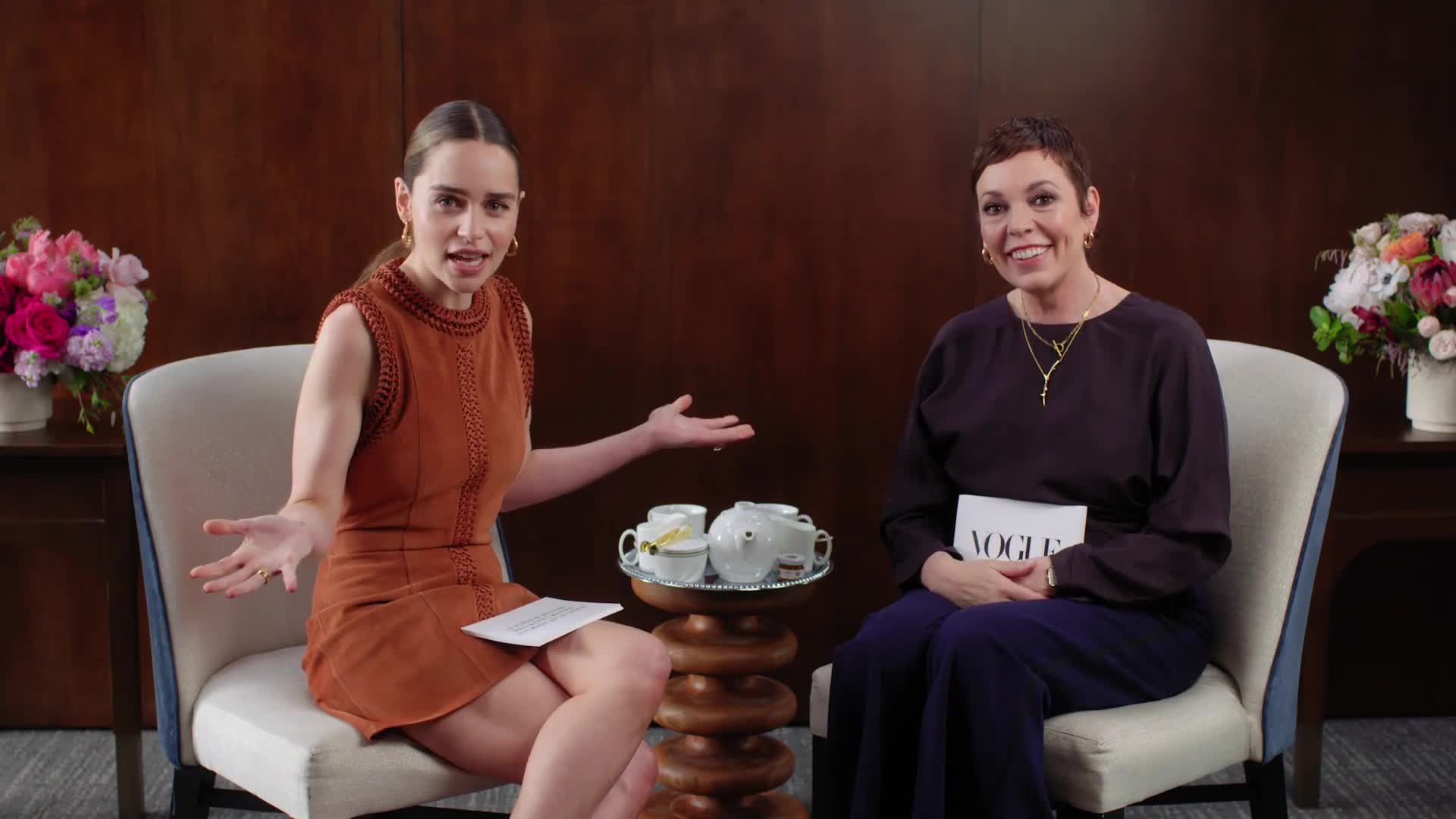 Watch Emilia Clarke and Olivia Colman Cackle Over Tea in a New Video ...