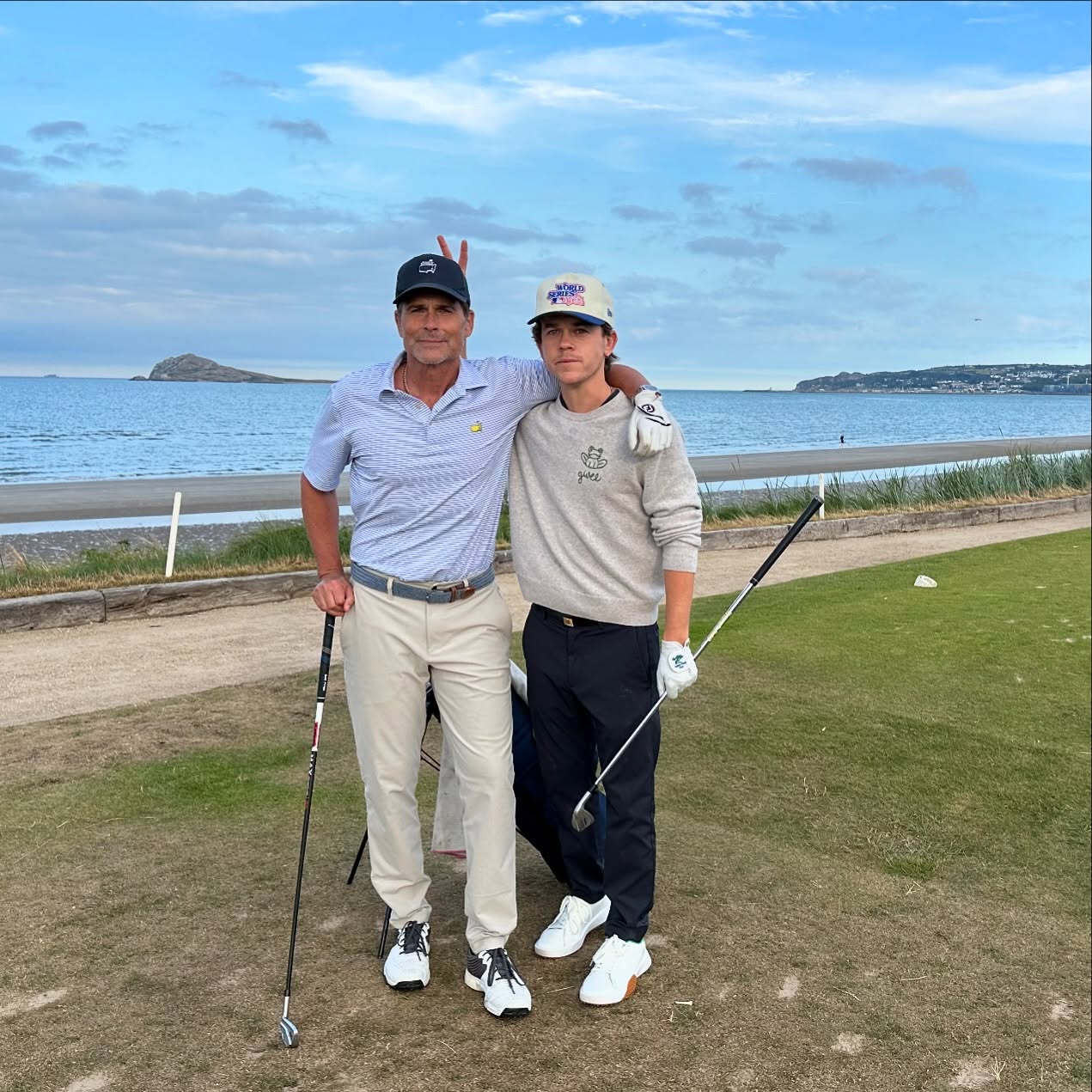 Rob Lowe, 61, and son John, 29, show off matching muscles in shirtless ...