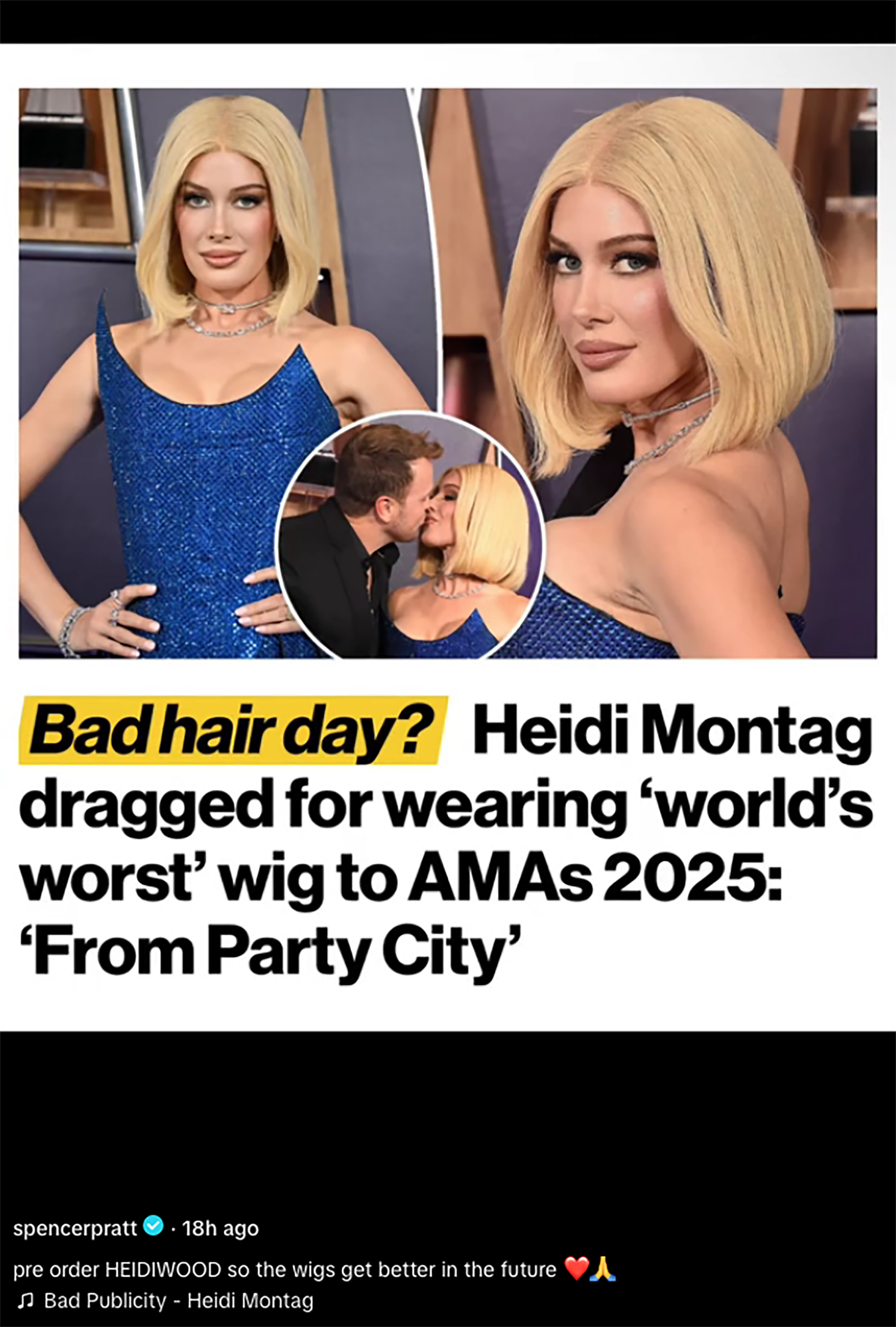 Spencer Pratt fires back at ‘haters’ of wife Heidi Montag’s AMAs 2025 ...