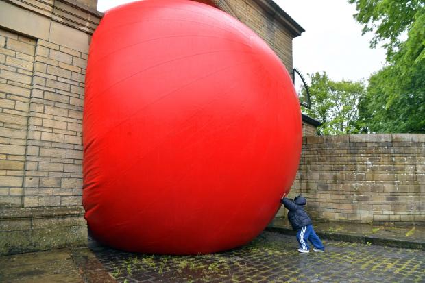 Huge red ball is continuing its tour of the Bradford district