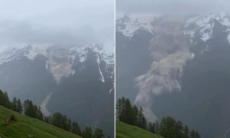 Moment Swiss village is buried, with 'many homes' destroyed by massive ...