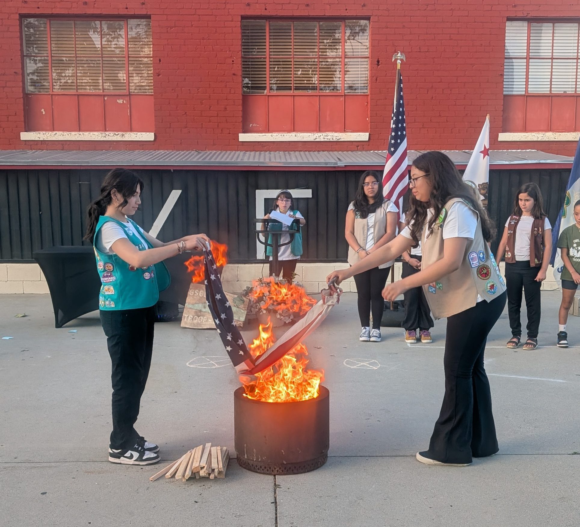 Girl Scouts Retire Eight American Flags in the City of San Fernando