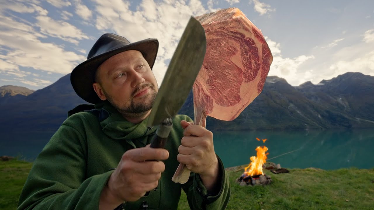 Most Intense Tomahawk Grilling in the Wilderness🥩🪓