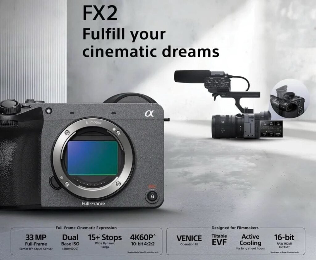 Sony FX2 Full-Frame Cinema Camera Announced: 15+ Stops Dynamic Range for Filmmakers