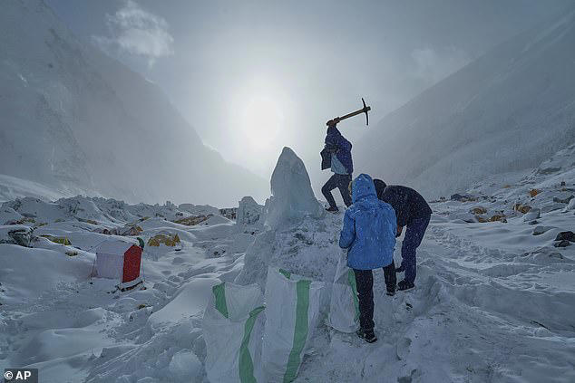 The queue at the top of the world: Dozens of climbers wait to reach the ...