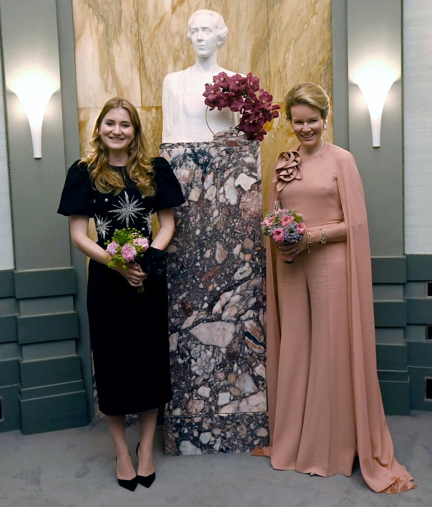 Queen Mathilde looks so glam in waist-cinching sequin dress and gold heels