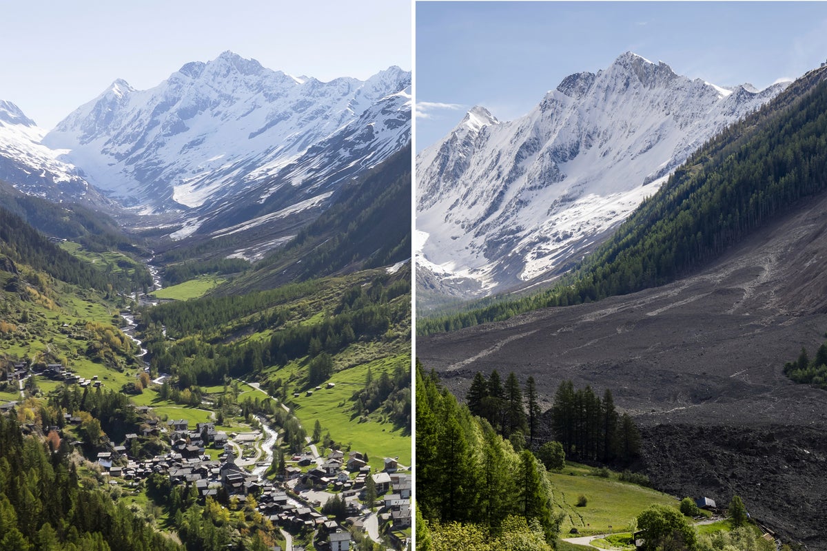 Flooding fears after glacier collapse buries picturesque Swiss village ...