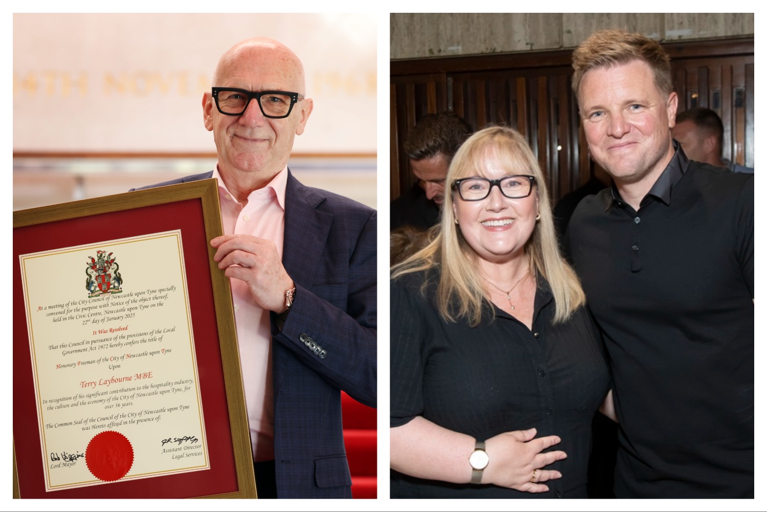 Eddie Howe and Terry Laybourne awarded freedom of the city as Newcastle ...