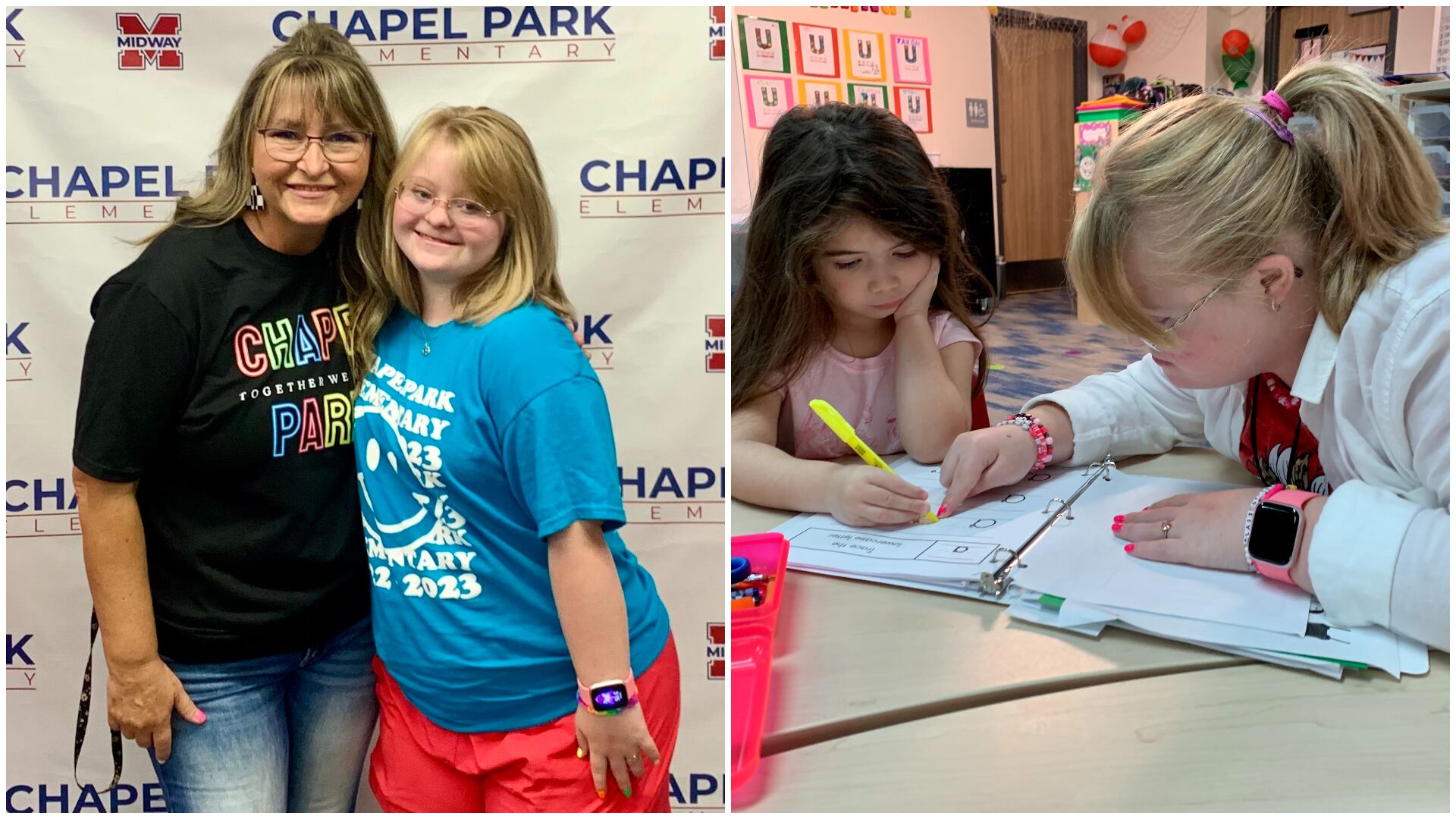 Ms. Madi a hit among students as she joins mother in the classroom