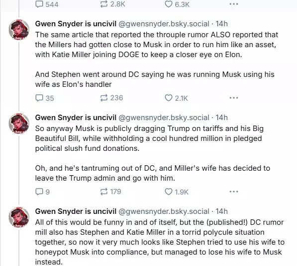 Katie Miller posts 'DOGE is like Buddhism' as she follows Elon Musk amid strange 'throuple' rumor