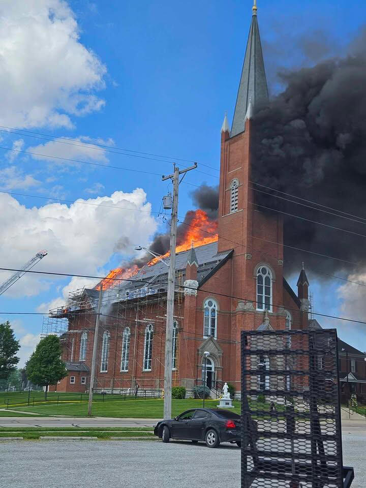 Hope remains to save historic Catholic church engulfed in flames ...