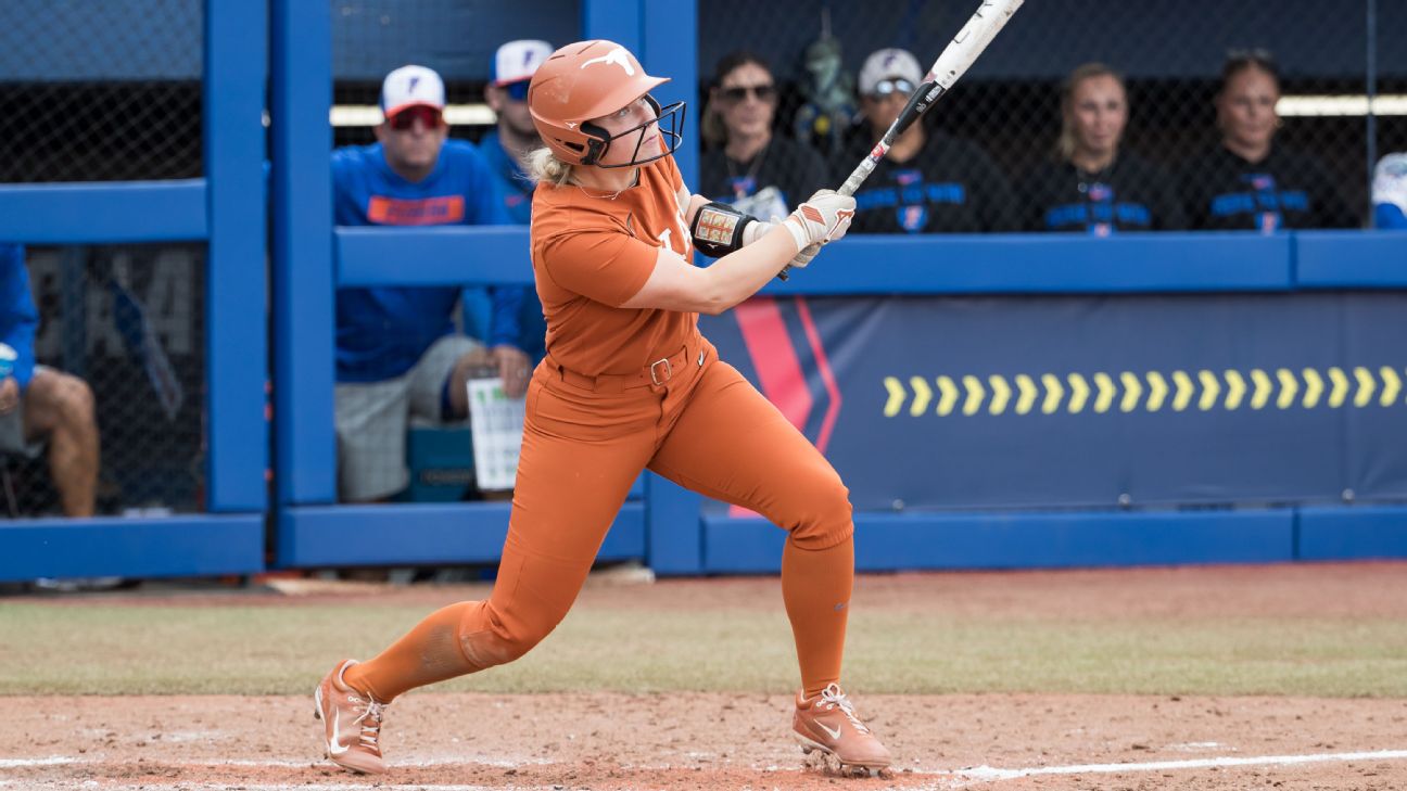 Texas' Joley Mitchell hits 2 homers to beat Florida in WCWS opener