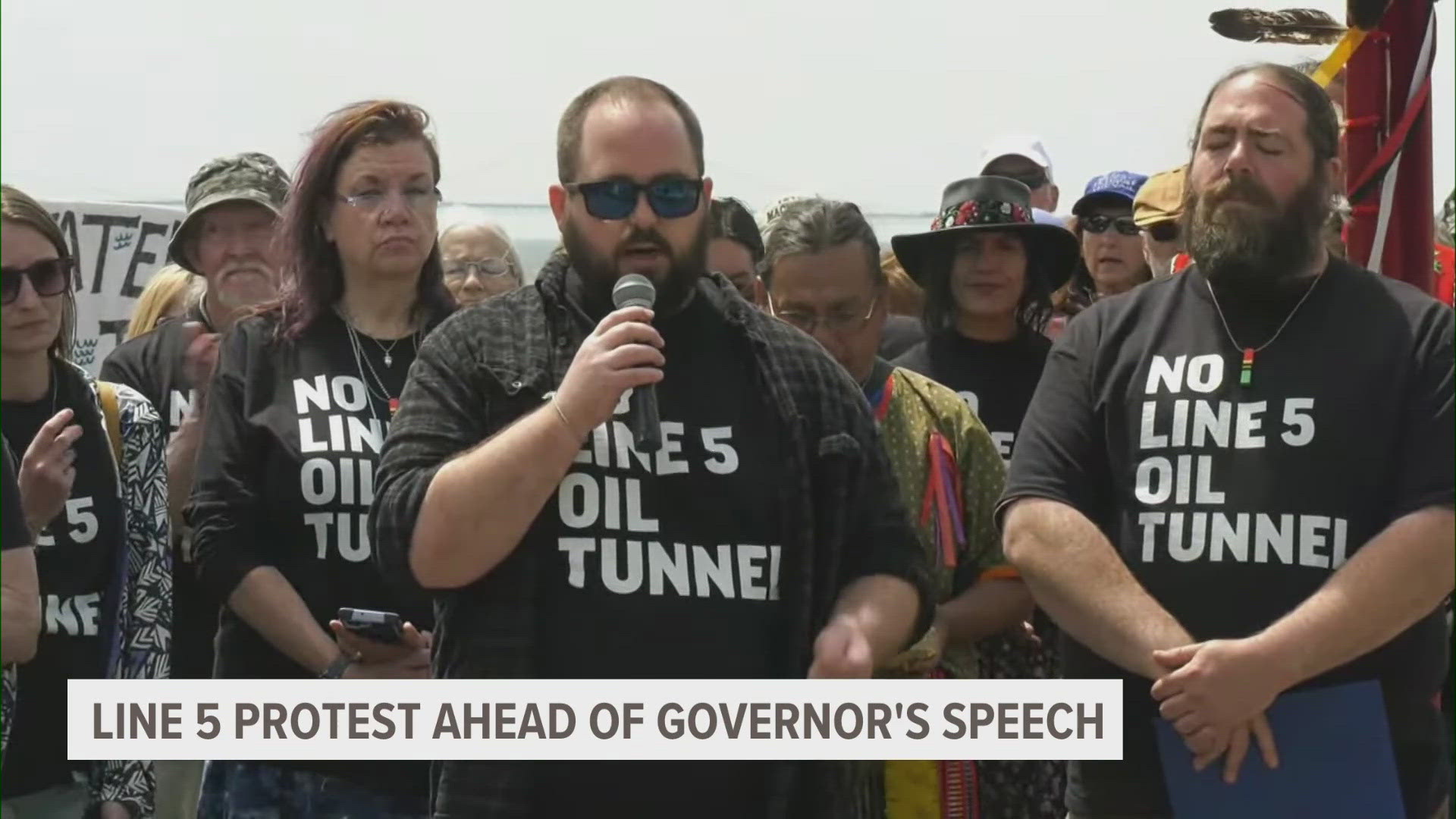 Demonstrators protest Line 5 ahead of Governor Whitmer's speech at ...
