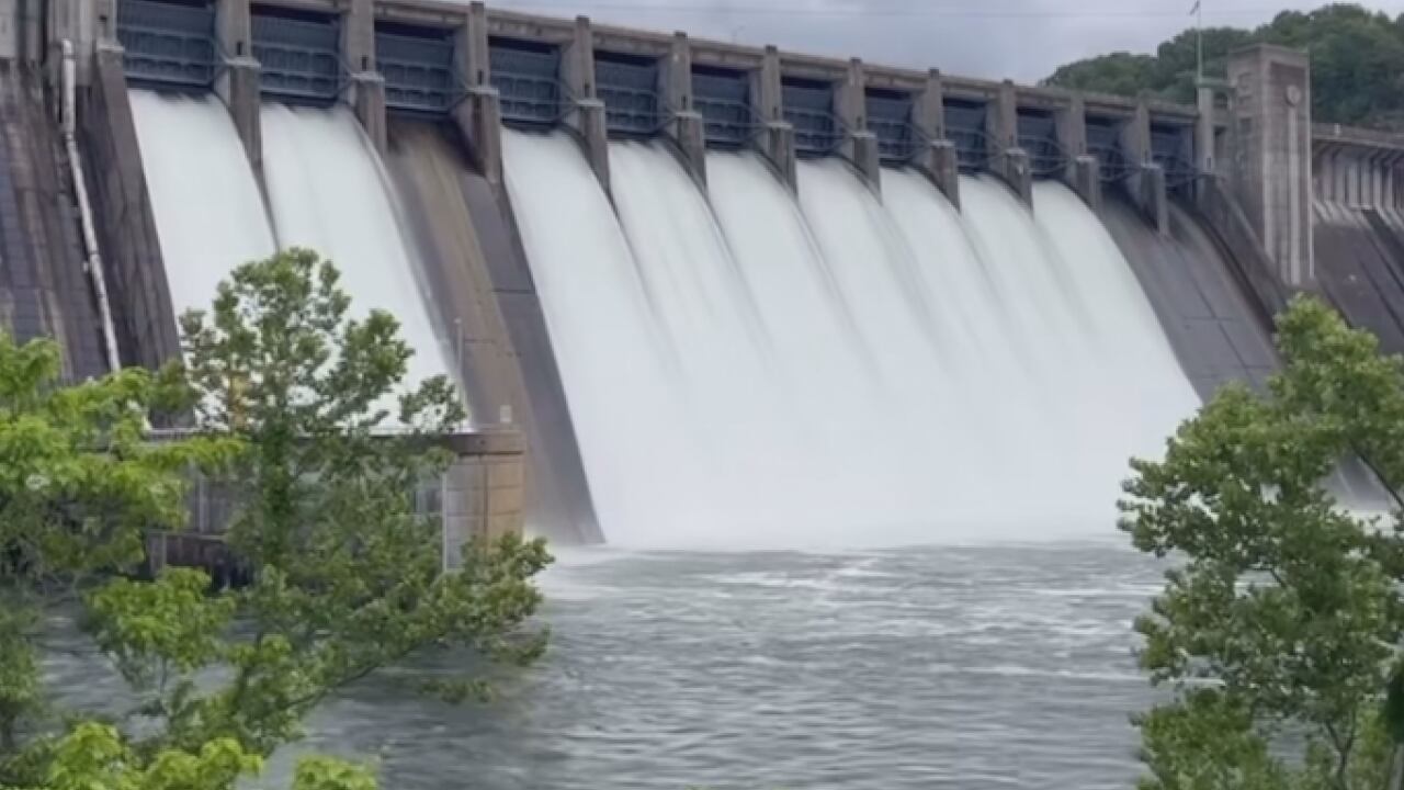 Corps of Engineers releasing water from the Norfork Dam