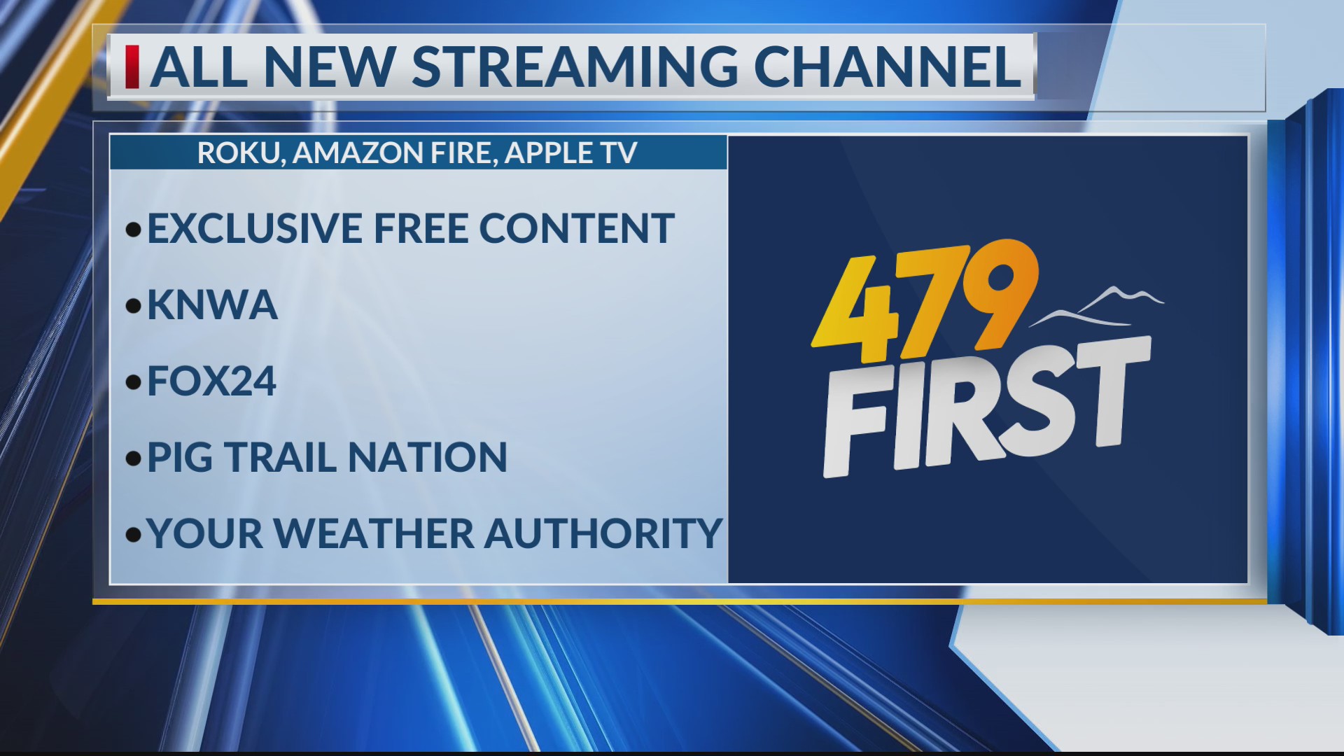 Introducing KNWA/FOX24's new streaming channel, 479 First