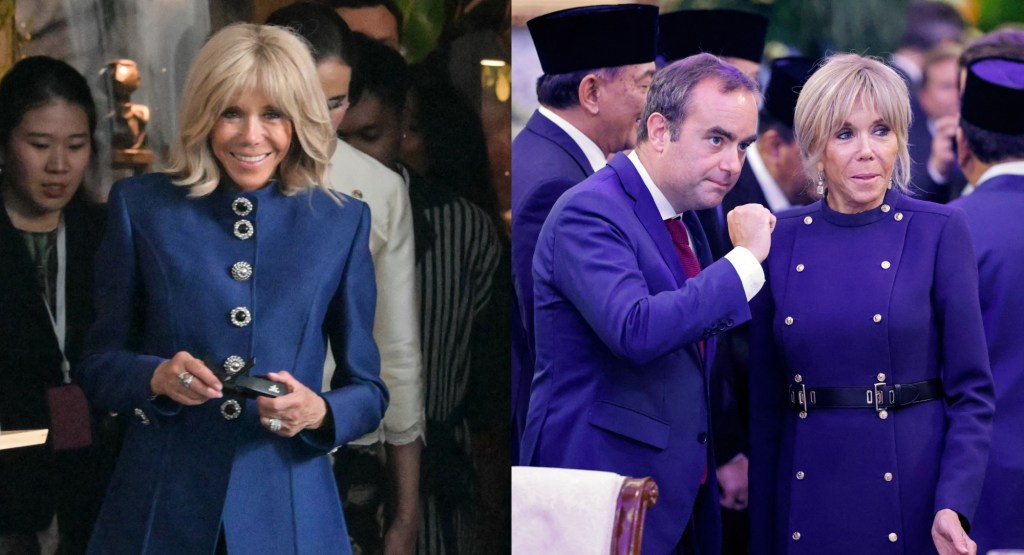 Brigitte Macron's Indonesia Tour Style: Pops of Purple, Louis Vuitton ...