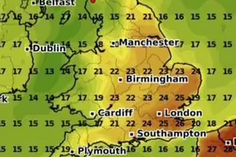 Exact date 26C 'mini-heatwave' will hit UK as weather map turns red