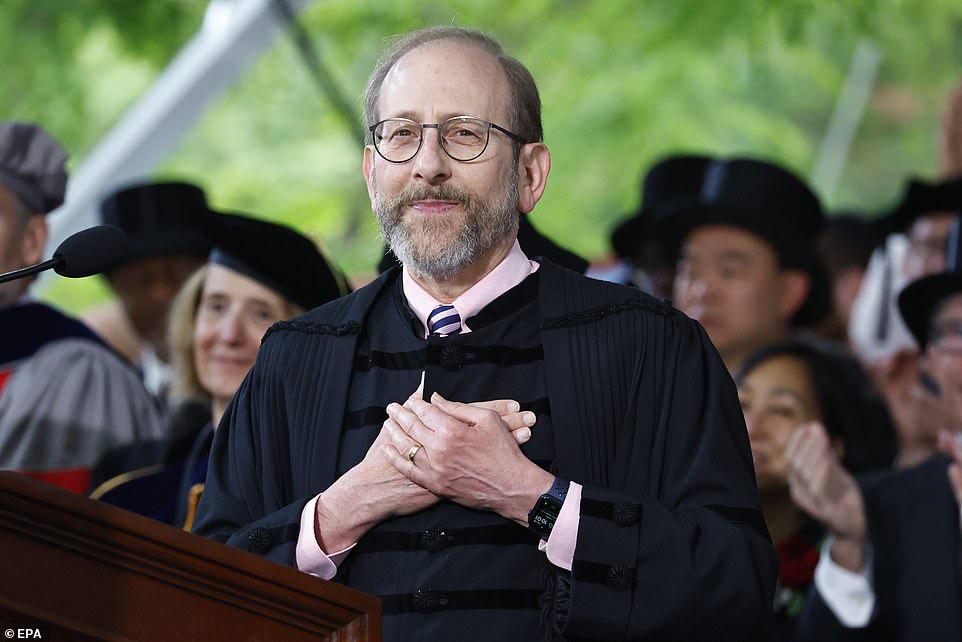Harvard president takes a swipe at Trump in commencement speech