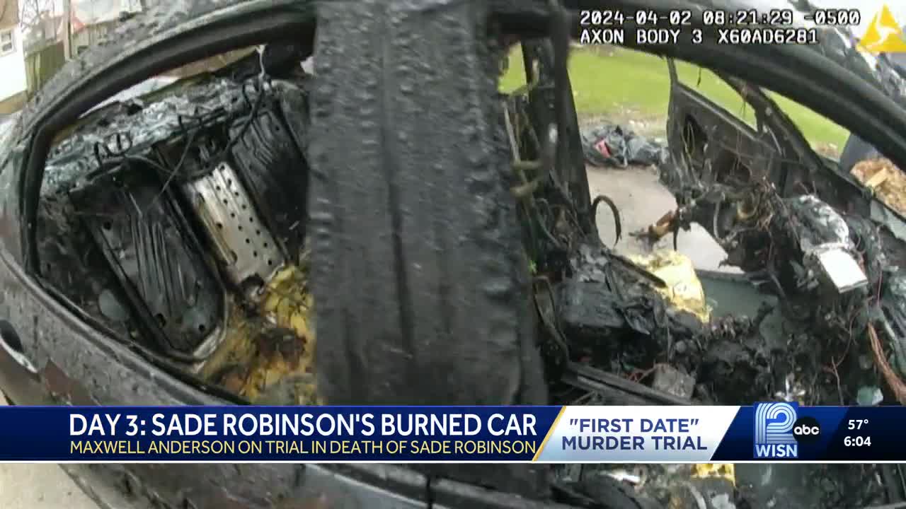 Maxwell Anderson Trial Day 3: Sade Robinson's burned car