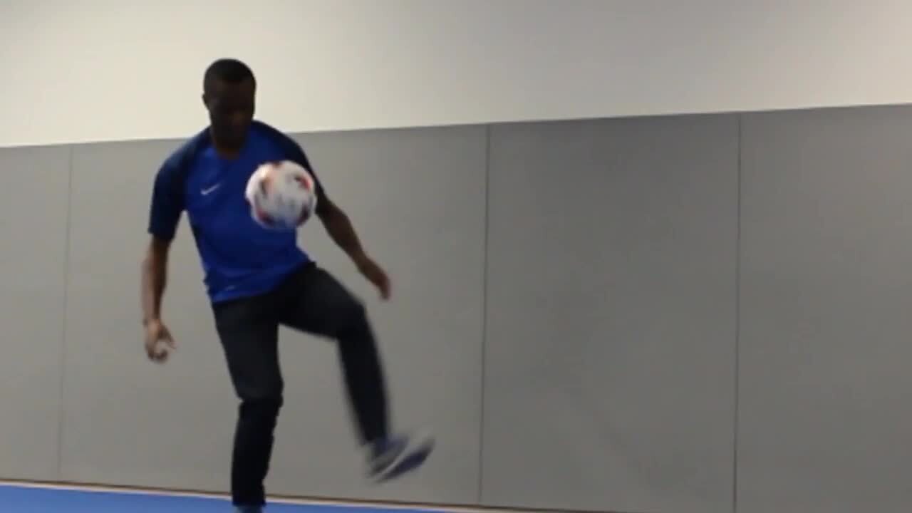 Guy Practices Soccer Freestyle Tricks