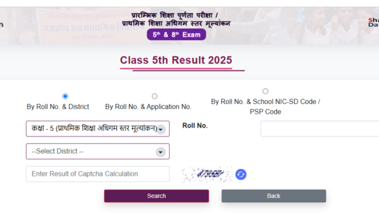 RBSE 5th Result 2025 OUT Live: Rajasthan board result for Class 5 announced, pass percentage ...