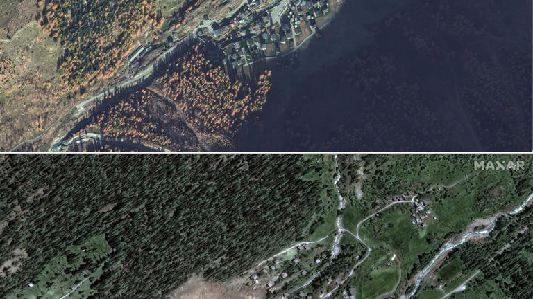 Blatten nach Gletschersturz: Vorher-nachher-Bilder zeigen Zerstörung