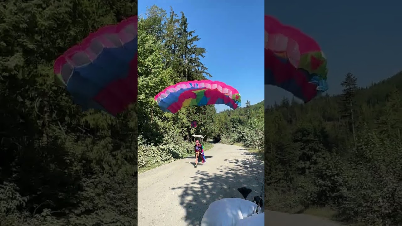 Base jump landing on the road