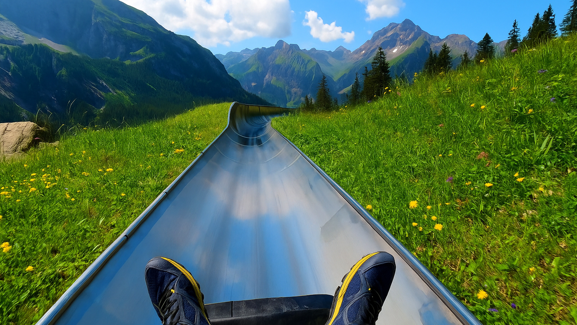 Mountain Coaster Oeschinensee, Kandersteg, Switzerland (4K)