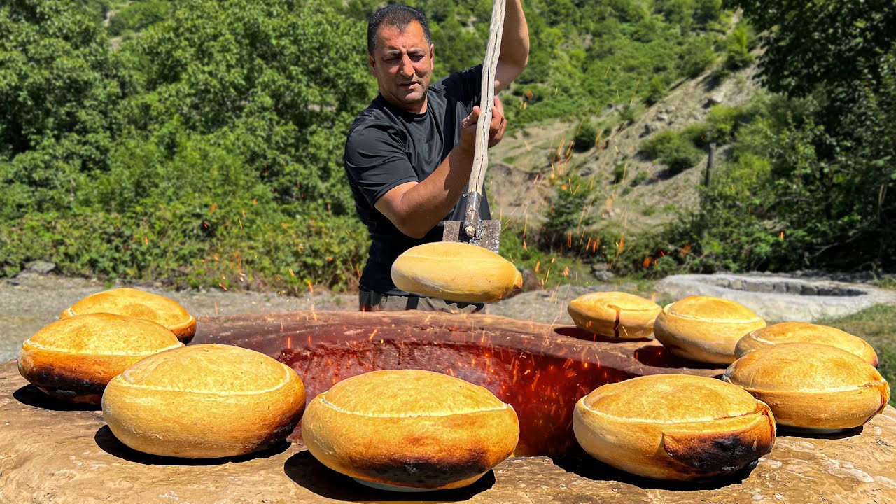 Traditional Uzbek tortillas baked in a tandoor