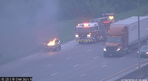 Photo: Vehicle fire on Interstate 85 North/40 East in Guilford County