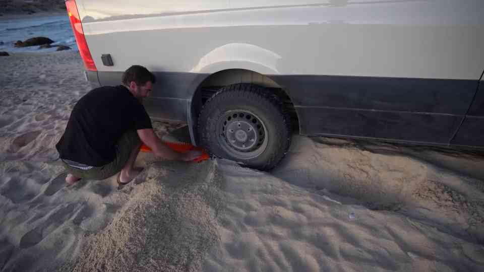 Towed Out - Sprinter Van Stuck On Beach... RISING TIDE!
